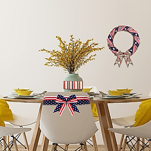 6 Rolls Patriotic Burlap Ribbon Star Stripe Wired Edge Ribbons USA Flag Red White Blue Decorative Ribbon for 4th of July Independence Day Farmhouse Decor Gift Wrapping DIY Crafts, 2.5” x 5 Yards