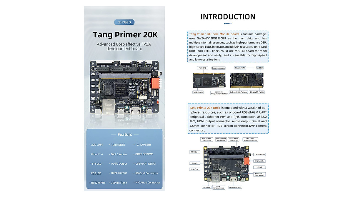 Sipeed Tang Primer 20K FPGA Dev Board for RISC-V & Embedded