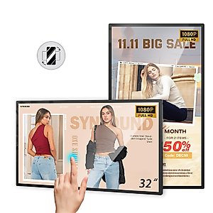 32" Smart Calendar Digital Wall Touch Screen 1080P LCD Digital Signage Display-Automatic Playback,Intelligent Split Screen,Timer Switch,CMS Publishing,USB/WiFi Port Player