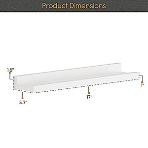 You Have Space Lagos 17" Kids Bookshelf, Picture Ledge Shelf for Living Room Decor, Office Decor and Farmhouse Kitchen Decor, White Set of 4