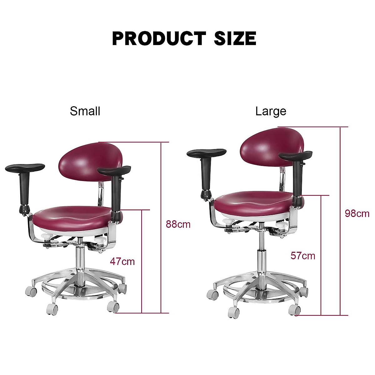 NSKI 360° Swivel Mobile Chair Dental Dynamic Seat Doctor's Stool with Armrest Foot Control PU Leather