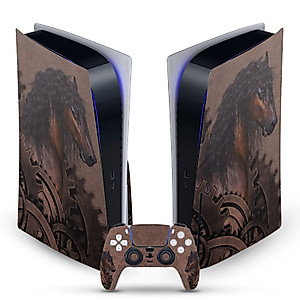 Head Case Designs Officially Licensed Simone Gatterwe Mechanical Gear Steampunk Horse Vinyl Faceplate Gaming Skin Decal Compatible with Sony Playstation 5 PS5 Disc Console & DualSense Controller