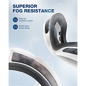 ZIONOR Lagopus Ski Snowboard Goggles UV Protection Anti fog Snow Goggles for Men Women Adult Youth VLT 8.6% White Frame Silver Lens