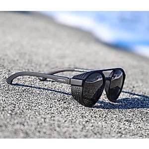 Marfil Orion Round Steampunk Sunglasses - Mountaineering Glasses Uv 400 Polarized Filter, Glacier Shades