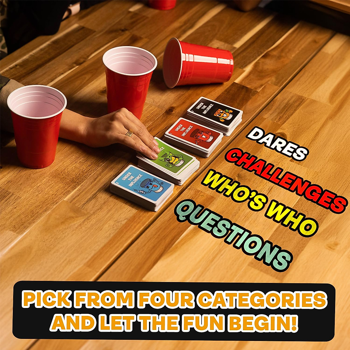 Shots No Chaser Under The Influence : The Fun Adult Drinking Game to Turn Up for Parties, Kickbacks, and Game Nights | 200 Cards for Getting Lit, Great Gift for Bachelorette Party or 21 Birthday