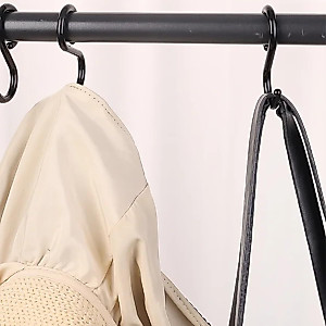 ZAAWUUT 3.3" S Shaped Hooks,6-Pack Portable Hanging Holders for Workshop Office Kitchen Bathroom Exhibition,Middle Size (6, Black)