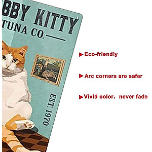 Chubby Kitty Vintage Metal Tin Sign Home Kitchen Wall Retro Poster Plaque 8x12 Inch