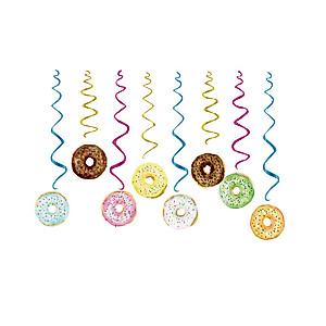CC HOME 30Pack Donut Cake Hanging Swirls Doughnut Dessert Ceiling Streamer Birthday Party Decorations Donut Themed Party Favors for Holiday Baby Shower Home Decoration Party Supplies