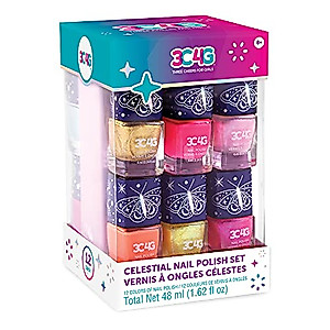Three Cheers for Girls - Celestial 12-Pack Nail Polish Tower - Nail Polish Set for Girls and Teens - Includes 12 Vibrant Colors - Non-Toxic Nail Polish for Kids - Ages 8+