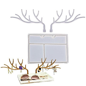 YIRUZWRD Deer Horn Silicone Molds Tree Branch Shaped Jewelry Display Holder Tray Mold Stand for Home Decoration Ring Pendant Show