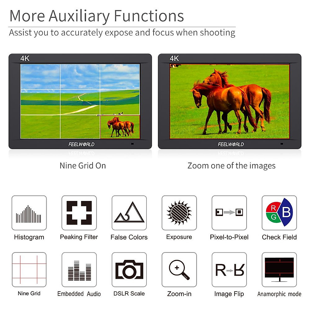 FEELWORLD FW703 7 Inch DSLR On Camera Field Monitor 3G SDI 4K HDMI Input Output Video Assist Peaking Focus IPS Full HD 1920x1200