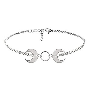 Sacina Gothic Crescent Moon Choker Necklace, Crescent Moon Zinc Alloy Pendant, Goth Gift for Women (Zinc Alloy Moon)