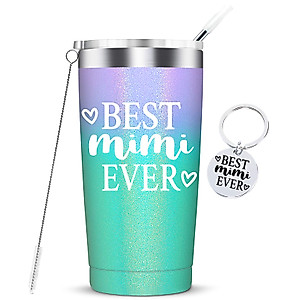 KOOLDRINK Best Mimi Ever-Grandma Gifts from Granddaughter Grandson-Mothers Day Birthday Christmas Gifts for Grandma Mom-Insulated Travel Mug with Lid and Straw 20Ounce Multicolor