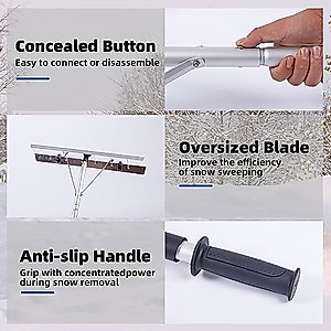 Soikier Thicken Snow Rake for House Roof with Wheels, 4.79" - 19.98" Extendable Aluminum Snow Roof Rake for Snow Removal, Anti-Slip Roof Rake Snow Removal Tool with 26" Blade & 5-Section Tubes