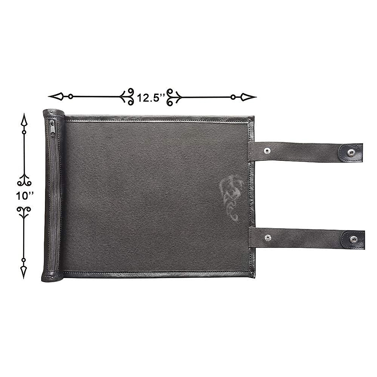 Scroll Dice Tray DIce mat Holder Storage Pouch Rolling Mat DND D and D Dungeons & Dragons Game Dice with Zippered Holds up to 14 Metal Plastic Polyhedral Dice Accessories (Black)