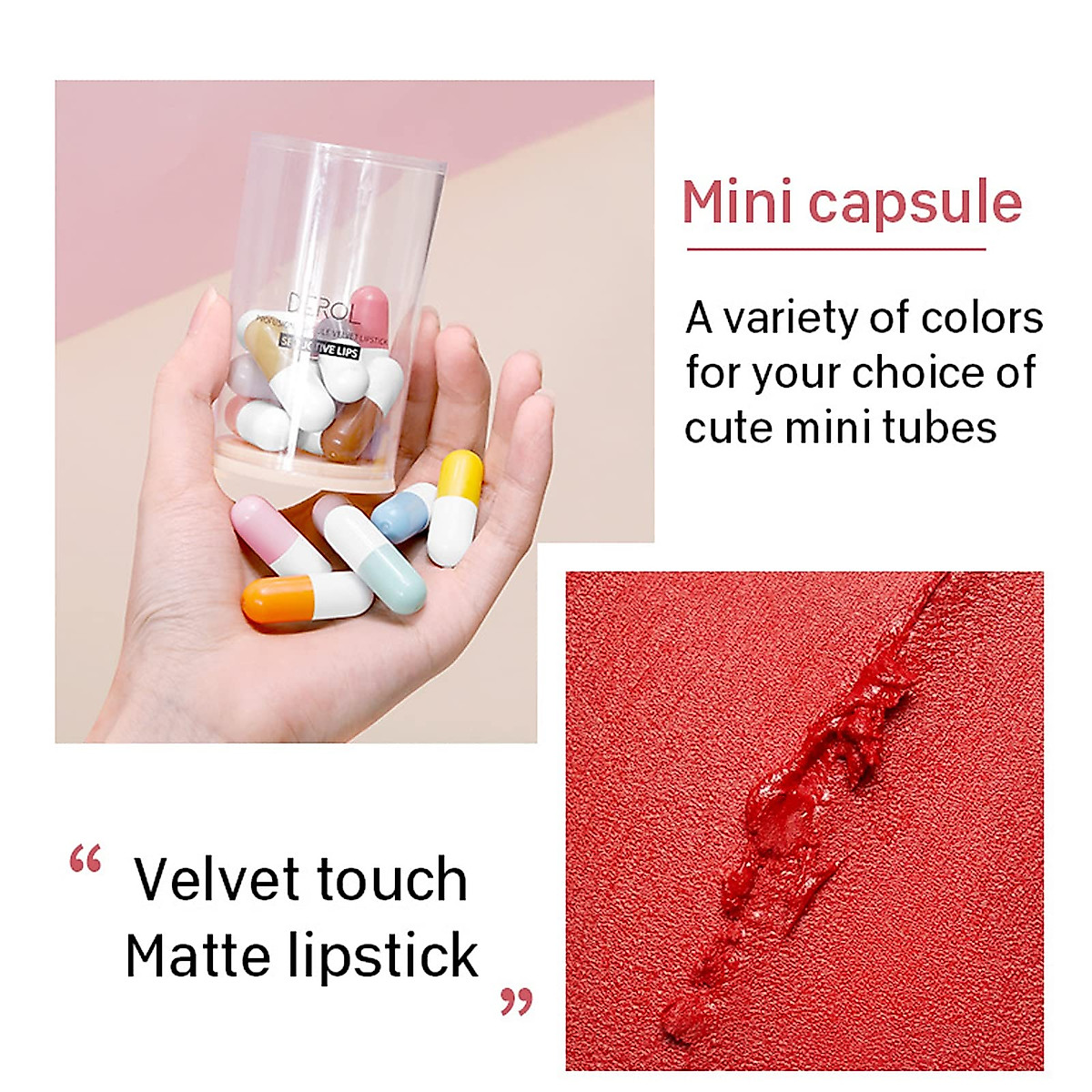 LLWEIMIXW 16 Colors Mini Capsule Lipstick Set Matte Lipstick Set Mini Matte Lipstick Lip Capsules Smooth Long Lasting Waterproof Lipsticks Makeup Set