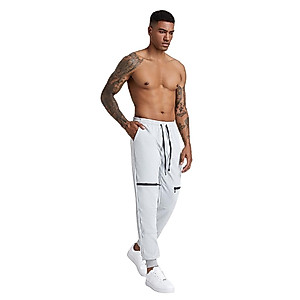 GIROLA Men's Sweatpants, Slim Fit Men Jogger Pants Tapered Gym Workout Pant for Jogging,Casual Athletics,Running,Training Grey