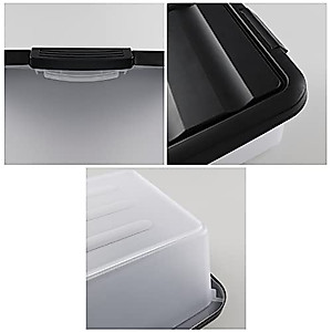 Jekiyo 14 Quart Frosted Clear Latching Storage Bin, Stackable Plastic Box with Black Lid, 2 Packs