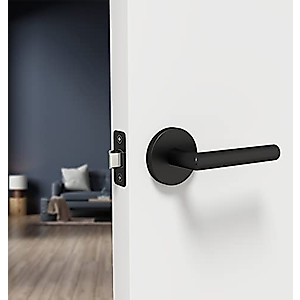 Mega Handles Passage I Lever Door Lock Handle Set for Hallway, Closet and Bathroom I Keyless Door Lock I Heavy Duty Design I Fits All Standard Door Sizes I Screws Included - Matte Black (1 Pack)