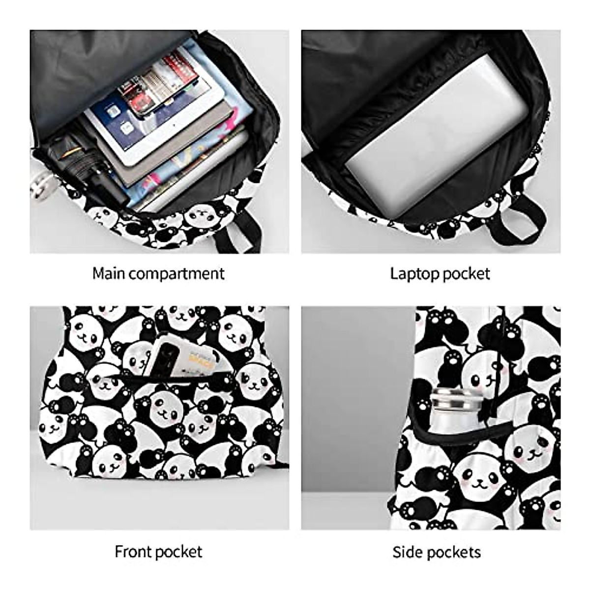 acmrueks Panda Backpack Lightweight Backpack for Boys and Girls Large Backpack for Man and Woman, One Size