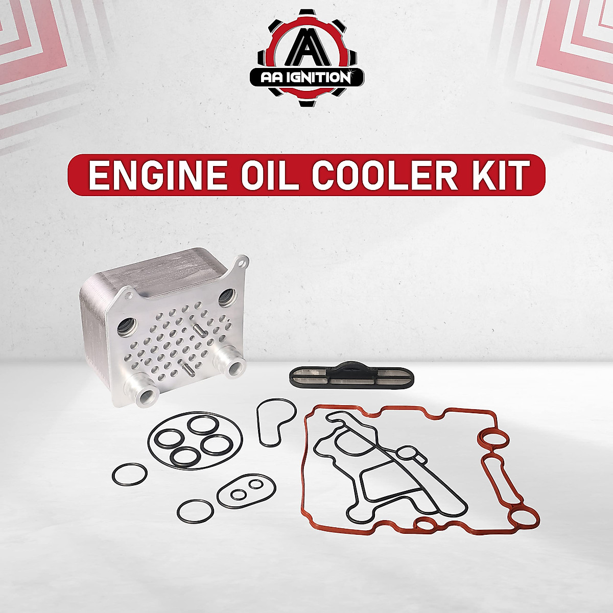 Engine Oil Cooler Kit - Compatible with Ford Trucks - Powerstroke 6.0L V8 F250, F-350, F450, F550 Super Duty, Excursion, E350, E-450 - Replaces Part 904-228, OCK388, 3C3Z 6A642 CA - Gasket Seal Kit