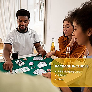 Sishynio Mahjong Cards Gift Set, Mah-Jongg Playing Cards with Dice & Chips, 2023 Handheld Cartoon Majiang Game, Classical Chinese Table Game, for Leisure Time Party Traveling Gifts (Pattern of Panda)