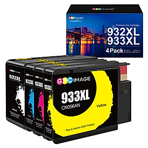 GPC Image Compatible Ink Cartridge Replacement for HP 932XL 933XL 932 933 XL Compatible with Officejet 7110 6600 6700 6100 7612 7610 Printer Tray (Black,Cyan,Magenta,Yellow)