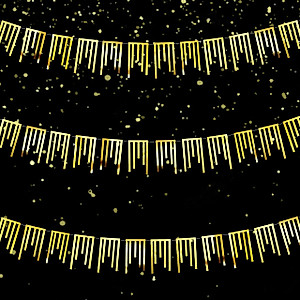 40Ft Gold Tassel Banner Pennant Bunting Double Sided Gold Metallic Paper Garland Streamer for Birthday Engagement Bachelorette Wedding Bridal Shower Anniversary Graduation Party Decorations Supplies