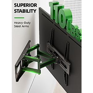 USX MOUNT Full Motion TV Wall Mount for Most 32-65 inch Flat Screen/LED/4K TVs, Swivel/Tilt TV Mount Bracket with Articulating Dual Arms Max VESA 400x400mm, Holds up to 110lbs, for 16" Wood Stud.