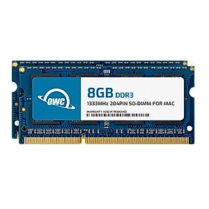 OWC 16GB (2X 8GB) 1333MHz DDR3 SO-DIMM PC3-10600 204Pin SO-DIMM CL9 Memory RAM Upgrade Module for iMac, Mac Mini, MacBook Pro and PC Laptops (OWC1333DDR3S16P)