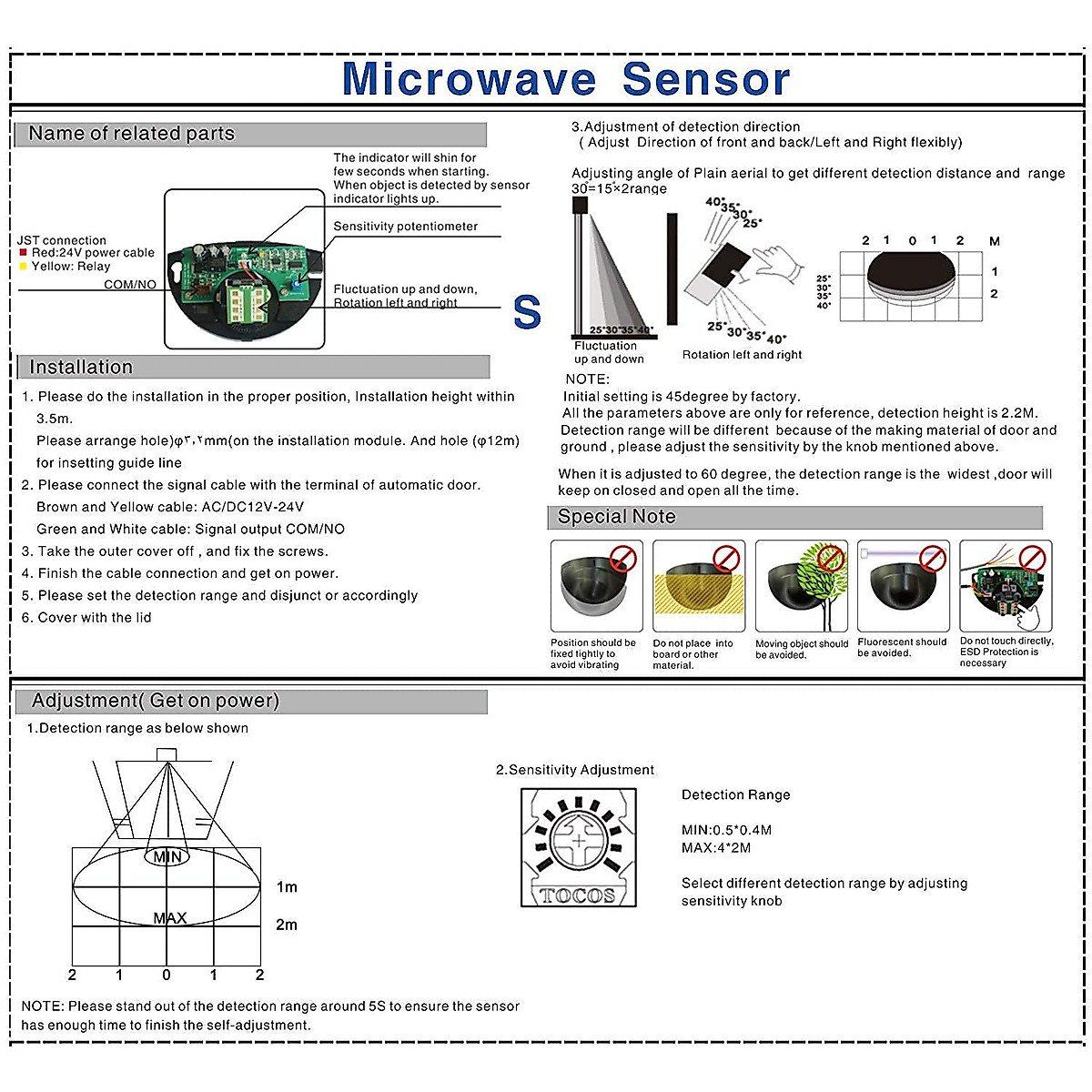 UHPPOTE Microwave Sensor Motion Detector for Automatic Door Autodoor