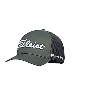 Titleist Men's Tour Performance Mesh Golf Hat, Charcoal/White