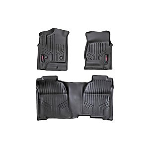 Rough Country All Weather Floor Mats Set for Chevy/GMC 1500/2500HD (2014-2018) - Custom Fit Rubber Floor Mats, Rubber Truck Mats, Durable, Waterproof Truck Floor Mats