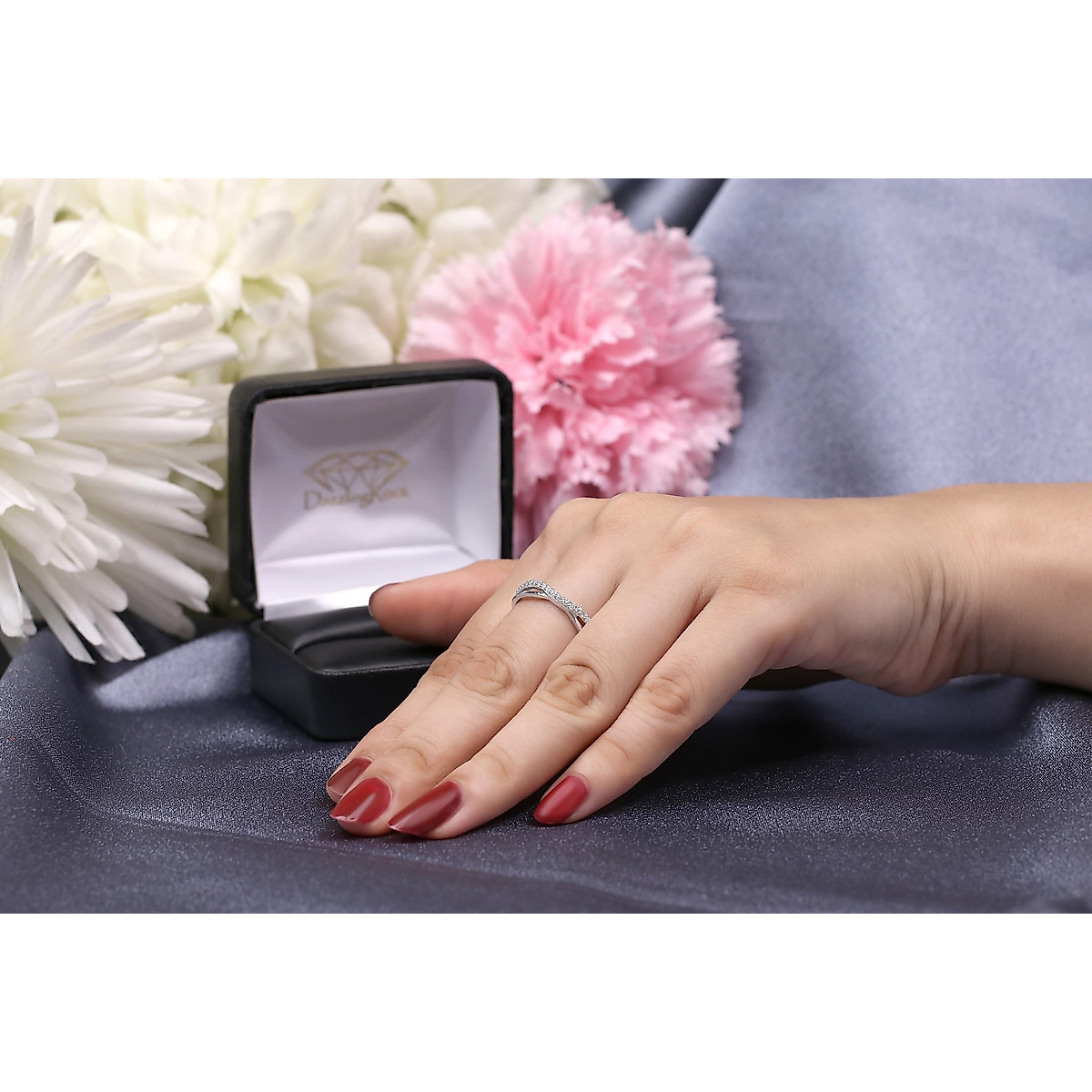 Dazzlingrock Collection Round Lab Grown White Diamond Wedding Guard Contour Band for Women (0.25 Ctw) in 14K White Gold Size 7.5