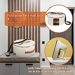 Ohiyoo Hat Box Hat Storage Box 16'' x 8'' Travel Hat Box Hat Boxes with Lids Round Hat Boxes for Women Storage Hat Foldable Box for Travel Stuffed Animal Toy Storage Bin with Lid (White)