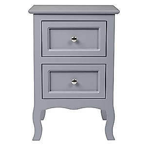 SoSo-BanTian1989 Pack of 2pcs Grey Finish Wood Nightstand with 2-Drawers, Bedside Cabinet Country Style Bedroom Furniture