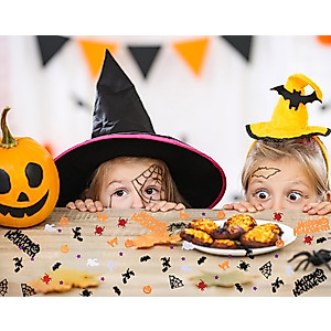 Halloween Party Table Scatter Confetti, 60g Pumpkin Spider Webs Bat Foil Metallic Confetti Party Table Decoration Halloween Party Supplies (Happy Halloween)