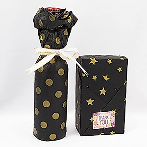 MR FIVE 50 Sheets Black and Gold Tissue Paper Bulk,20" x 28",Tissue Paper for Gift Bags,DIY and Craft,Gift Wrapping Paper for Graduation,Birthday,Holiday Party Decoration