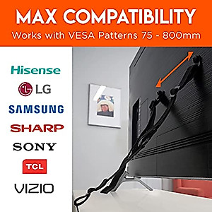 ECHOGEAR TV Safety Straps for Flat Screens - Anchor TVs Up to 90" to Furniture Or The Wall - Pre-Assembled Anti-Tip Strap Includes All Hardware for Baby Proofing Your TV