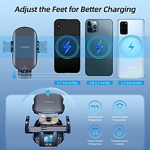 Phone Mount for Car Wireless Charger, APPS2Car 15W Dashboard Windshield Air Vent Wireless Phone Holder Charger, Phone Car Mount Wireless Charger, Compatible with iPhone 14/13/12/11, Samsung, LG & More