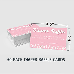 Baby Shower Games, 1 Diaper Raffle Standing Sign with 50 Diaper Raffle Tickets, Retro Bohemian Hippie Vibes Floral Daisy Theme Gender Reveal Party Decorations and Supplies For Boys or Girls(LBLK-A08)