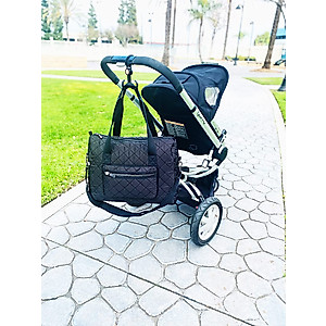 bub. Duffle Diaper Tote Bag with Changing Pad, Large Travel Diaper Tote for Mom and Dad, Multifunction, Unisex Baby Bag (Black)