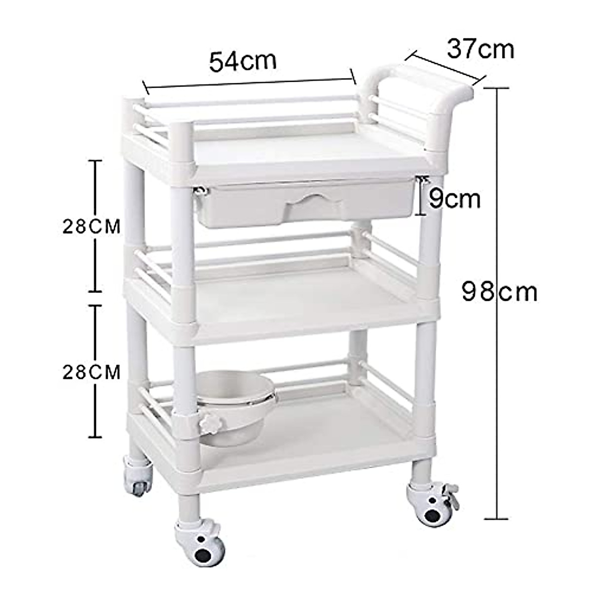 for Storage Organizer,Shelving Unit on Wheels,Hospital Equipment Trolley with Drawer/White/54 * 37 * 98Cm, PIBM, White, 54 * 37 * 98Cm