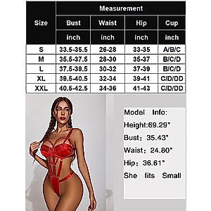 Avidlove Sexy Lingerie Set Lingerie Teddy One Piece Bodysuit Valentines Babydoll Red Large