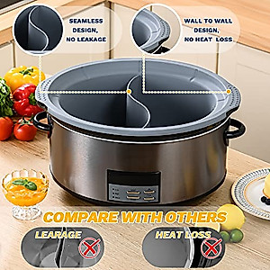 Vangerute (2-PACK) 8QT Silicone Slow Cooker Liner for Oval Crock pot Liners,Leakproof Reusable Slow Cooker Divider Insert,Easy Clean Seamless Slow Cooker Bags fit 8QT Crockpot BPA Free Dishwasher Safe