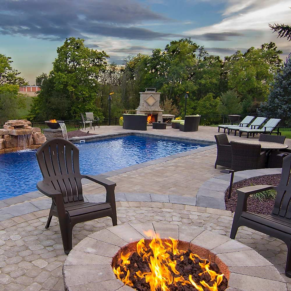 Spotix AFG Match Lit Fire Pit Burner Kit (SS-FR-48KIT-PAN-NG-MSCB), Round, 48-Inch Burner, 54-Inch Flat Pan, Natural Gas, Polished Chrome, with Flange, Key, Valve, Flex Line and Fittings