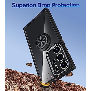 Silverback for Samsung Galaxy S22 Ultra Case Clear with Ring Stand, Shockproof Protective Slim Lightweight Phone Case for Galaxy S22 Ultra 5G 6.8 Inch, Black Clear