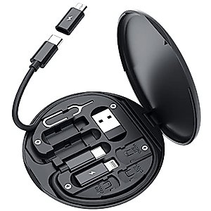 Yesimla USB C Adapter OTG Cable Kit, Multi Charging Cable Case Convertor USB C to iOS Device/Type C/Micro/USB A Adapter, Data Transfer Contains Card Slot for Traveling, Use as Phone Holder (Black)