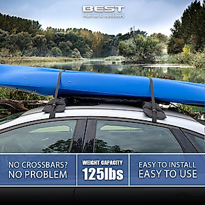 Best Marine and Outdoors Soft Roof Rack Pads, Premium Kayak Roof Racks for Canoes, SUP Paddle Boards & Surfboards, Luggage Carrier for Cars Without Crossbars