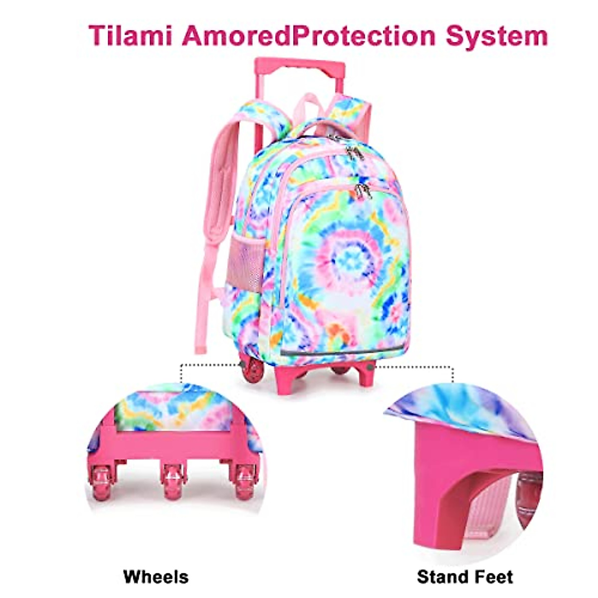 CAMTOP 18 Inch Rolling Backpack With Matching Lunch Bag Girls Boys Roller Bag on Wheels Kids School Bookbags Wheeled Backpack Set